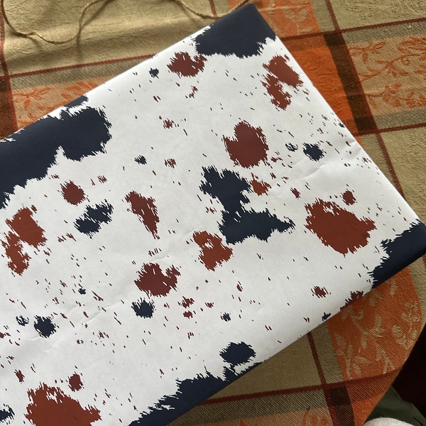 Cowhide Western Wrapping Paper Roll, Black Brown & White Cowhide ...
