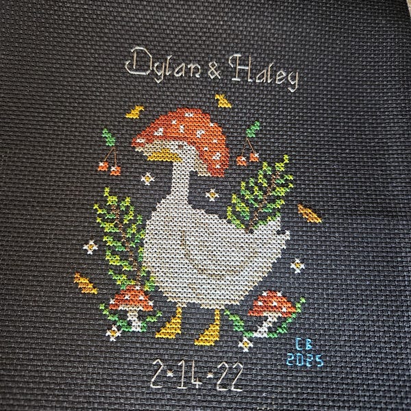 Silly Goose in Mushroom Cross Stitch Pattern PDF Forest Mushroom ...