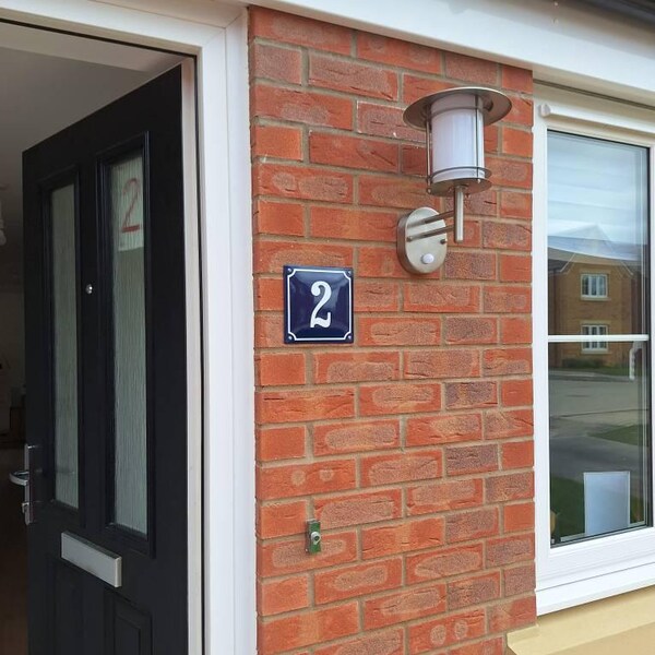 Classic Enamel House Number 12 Sign. White Number on a Blue Background ...
