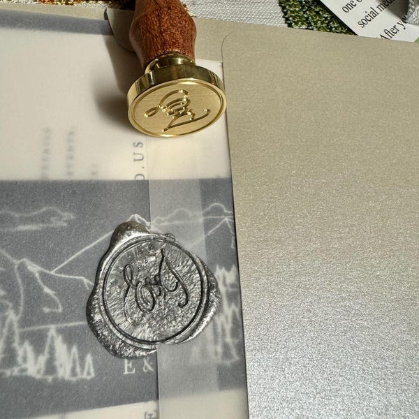Custom Initial Logo Wax Seal Stamp Set for Wedding Invitation ...