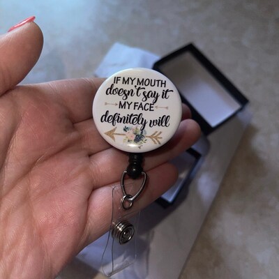 Sarcastic Badge Reel, Retractable Name Badge Holder, Funny ID Badge ...