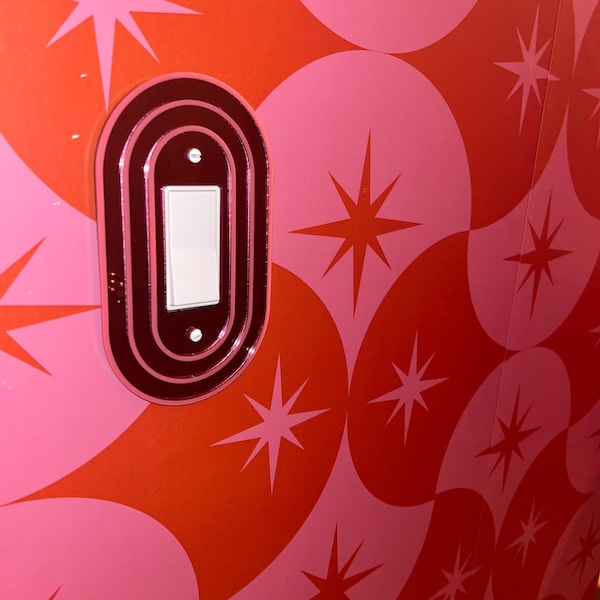 Pink Mirror and Pink Art Deco Light Switch Cover / Light Switch Covers ...