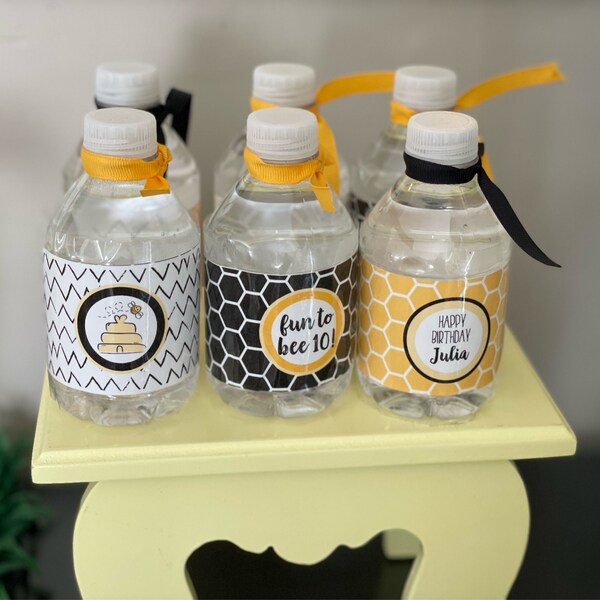 Bee Water Bottle Labels, Bee Drink Labels, Bee Birthday Party ...