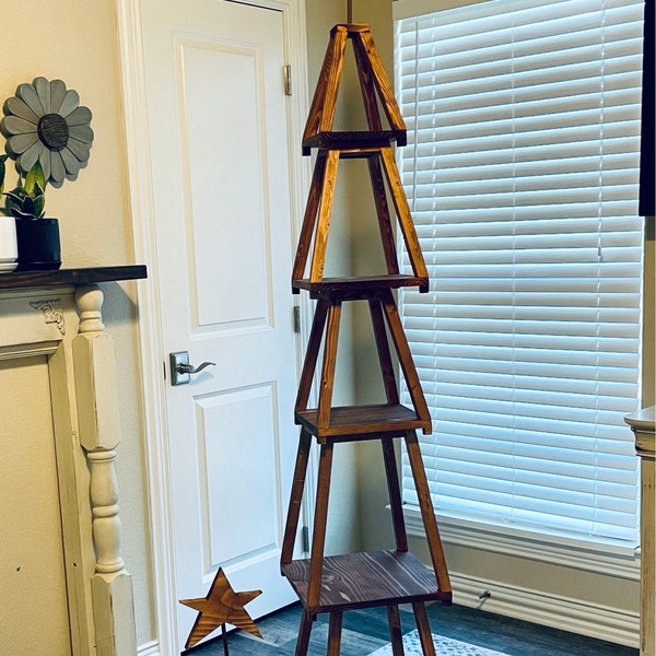 Wood Christmas Tree Shelf - Stackable Nesting 3 Tier Display Three Tier ...