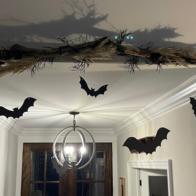 HALLOWEEN BATS Set of 12 or 6 Hanging Bats Halloween Decoration Bats ...