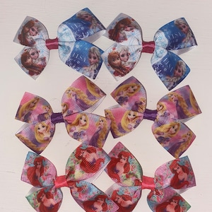 Pair of Dogs Ribbon Hair Bows Alligator Clip/bobbles Girls Baby Toddler ...