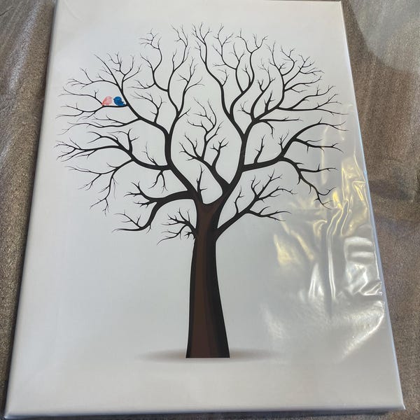 Fingerprint Tree- Baby Birth Tree Guest Book - Baby Shower - Gender ...