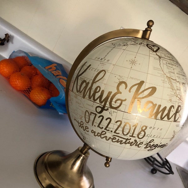 Customize Me Hand Lettered MINI Globe, White & Gold Globe, Cream Globe ...