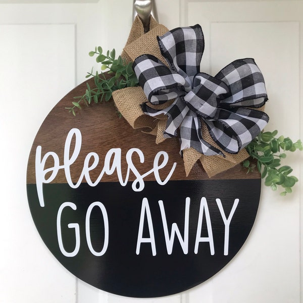 Please Go Away Door Hanger | 14” Sign for Front Door | Funny Door ...