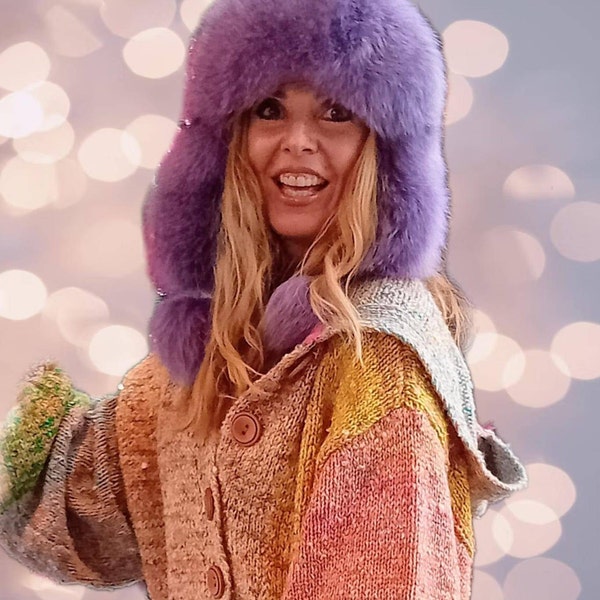 Oversized Raccoon Trapper Hat Women, Fluffy Aviator Hat, Fur Bomber Hat ...