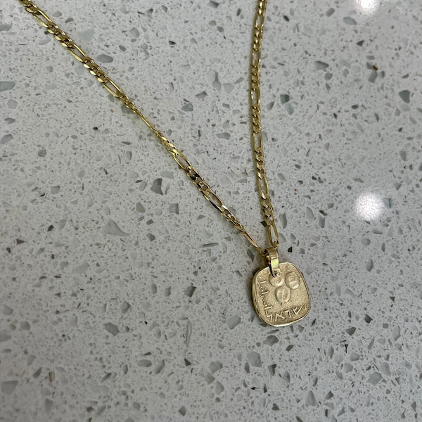 Emblem of Israel 14k Solid Gold Coin Necklace Israeli Menorah Pendant ...
