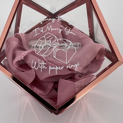 Geometric Glass Ring Box With Moss Rose Gold or Gold Personalized Ring ...