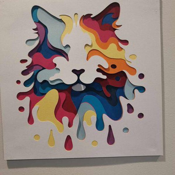 3d Cat, Shadow Box Templates / SVG for Cardstock / 3D Cat Shadow Box ...