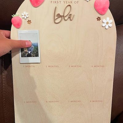 Arched My First Year Photo Sign Daisy Boho One Year Wooden Monthly ...