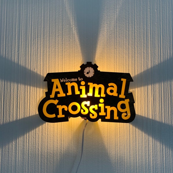 Animal Crossing - Town Sign - Wall Mountable Lamp - Etsy