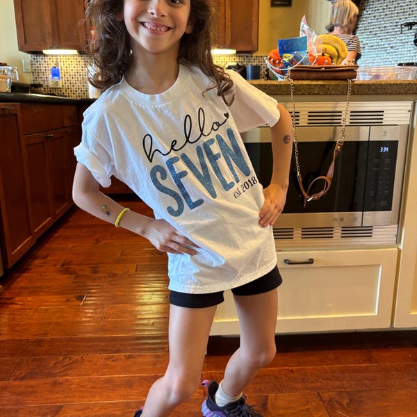 Hello Seven, 7th Birthday Shirt, Seventh Birthday Shirt, Cute 7th ...