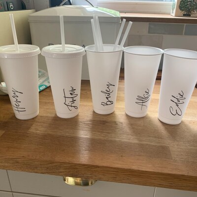 Personalised Heart Name Cold Cup 24oz Starbucks Cup With Lid and Straw ...