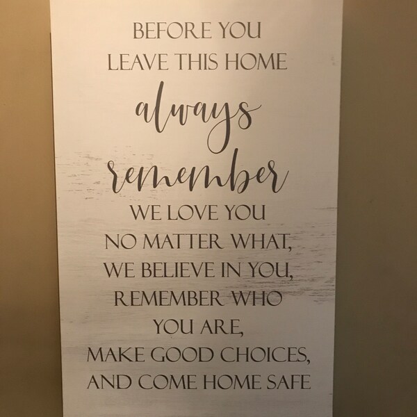 Before You Leave This Home Sign, Entryway Sign, Sign From Parents to ...