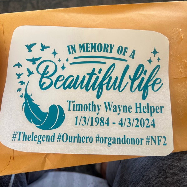 Personalized Car Memorial Car Decal, Custom Name Vinyl Decal, in Loving ...