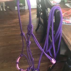 Custom Rope Halter & 12 Foot Attached Lead Rope, Yacht Rope Halter ...