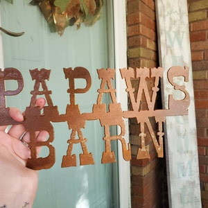 Med. Rusted Metal Papaws Shop Sign/Grandpa/Papaw/Pawpaw/ | Etsy