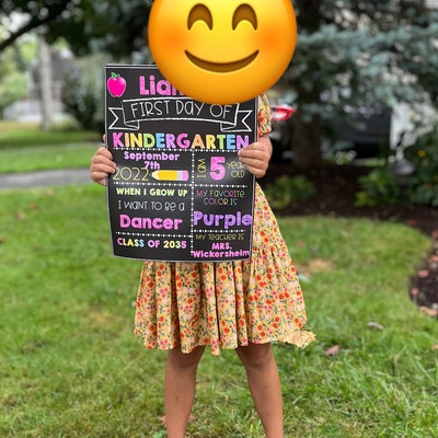 Editable Pink First Day of School Chalkboard Sign, Reusable First Day ...