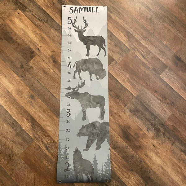 Woodland Growth Chart. Personalized Canvas Growth Chart. Deer, Moose ...