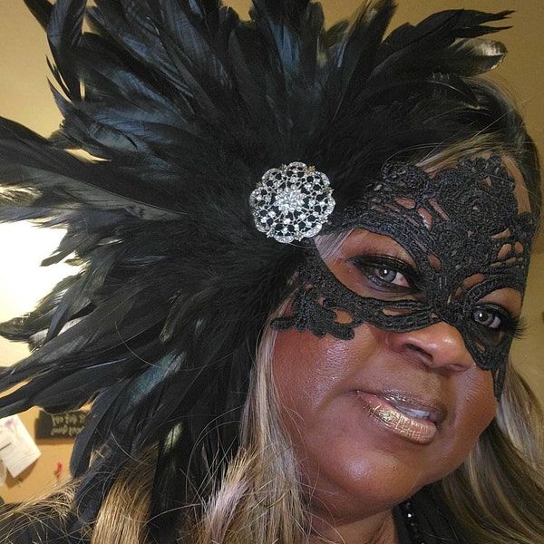 Black Masquerade Mask, Great Gatsby Dress, Rhinestone Mask, the Gatsby ...