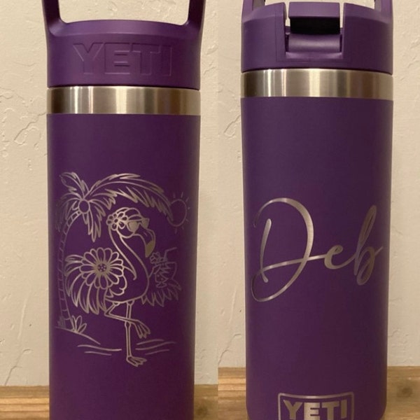 Yeti Rambler Color Matched Straw Top Water Bottles-customizable & Laser ...