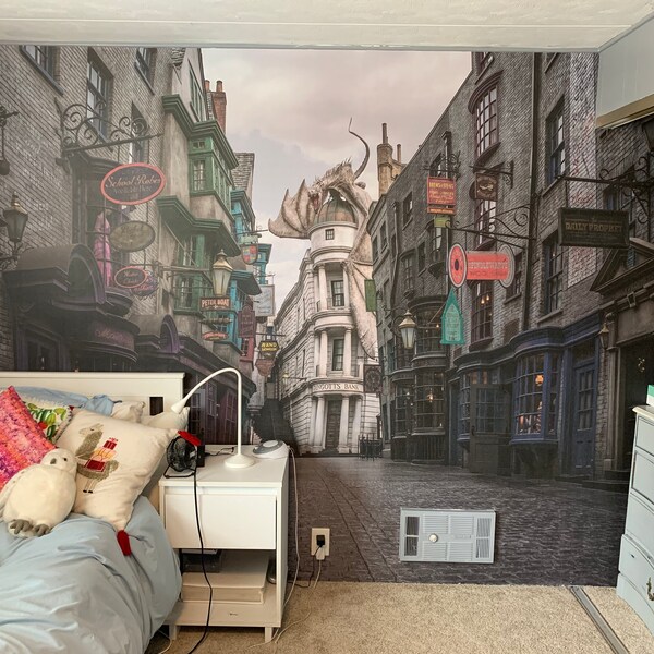 Wizard World Wallpaper Mural, Wizarding Alley Wallpaper, Magic Street ...
