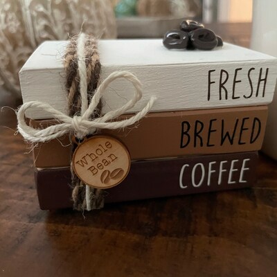 Coffee Mini Book Stack Coffee Bar Coffee Decor Farmhouse - Etsy