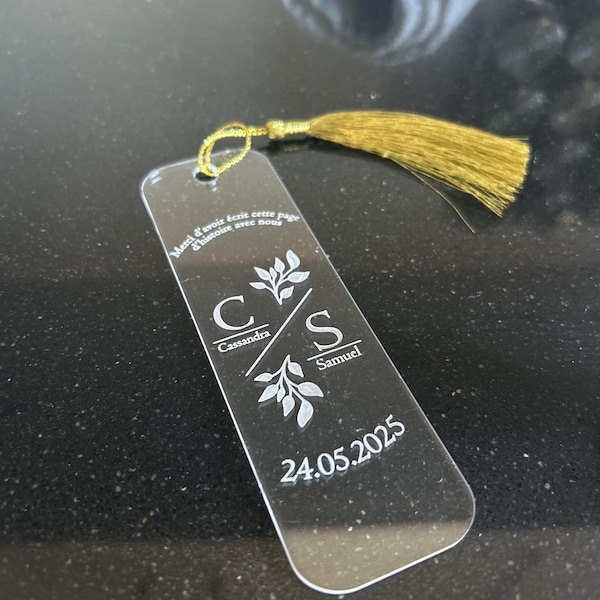 Personalized Wedding and Engagement Bookmark Favor: Engraved Wood or ...