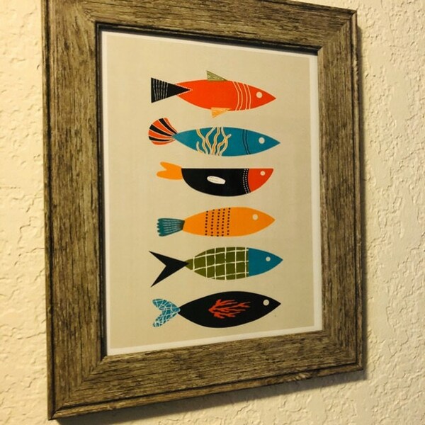 Mid Century Modern, Fish Print, Printable Wall Art, Fish Wall Art, Mid ...