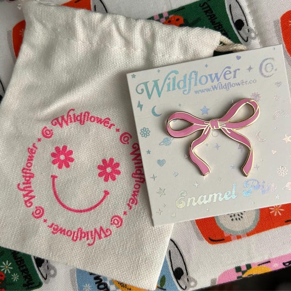 Bow Enamel Pin - Pink Red Blue Lilac White Ballet Pink - Coquette ...