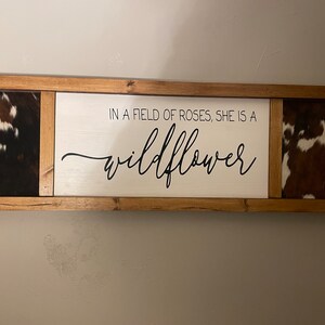 Genuine Cowhide Wood Sign, Customizable Rustic Sign, Rustic Decor ...