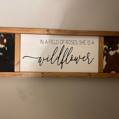 Genuine Cowhide Wood Sign, Customizable Rustic Sign, Rustic Decor ...