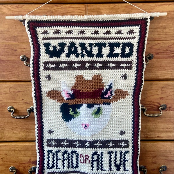 Goodnight Kitty Crochet Tapestry Pattern / Wall Hanging / Wall Art ...