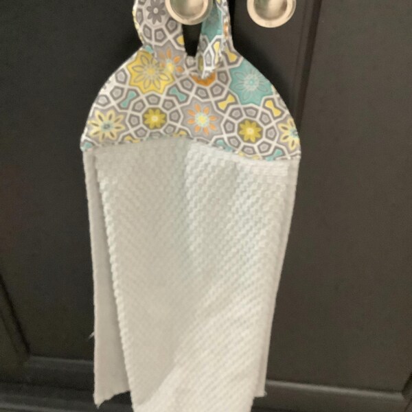 Cotton Hanging Kitchen Towel, Button Loop Dish Towel - Etsy