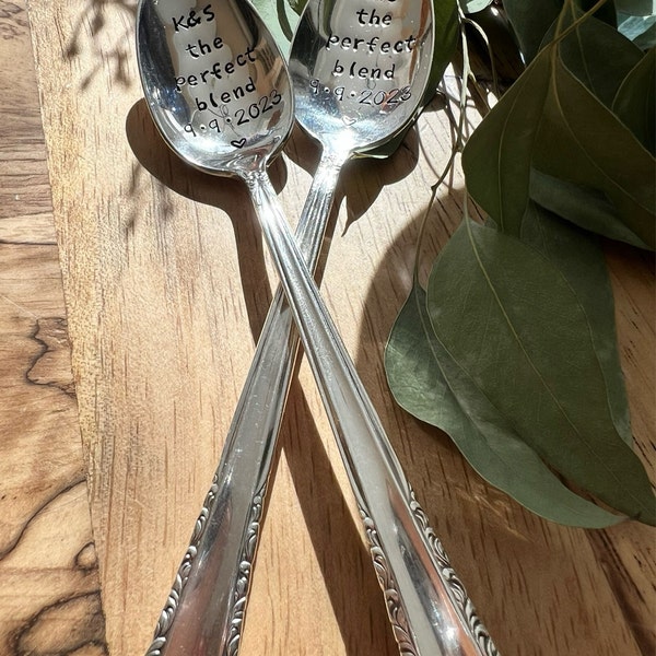 Custom Coffee Spoons - Vintage Hand Stamped Teaspoons - Engraved Spoons ...
