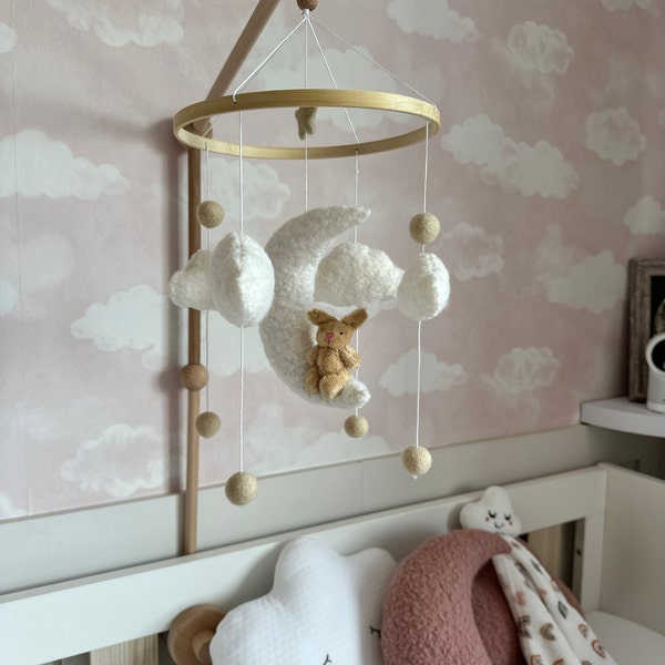 TEDDYS DREAM Cot Mobile, Boucle Cot Mobile, Cloud Mobile, Neutral ...