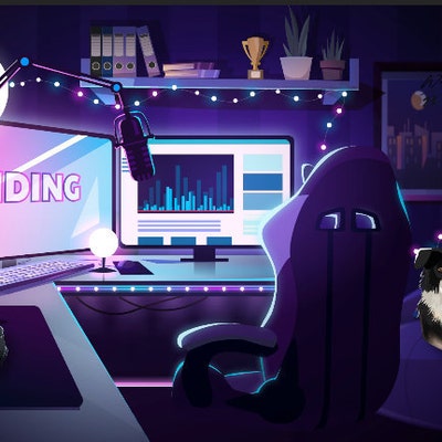 Stream Animated Screen Pixel Style Retro Desk Cat Game Room Twitch ...