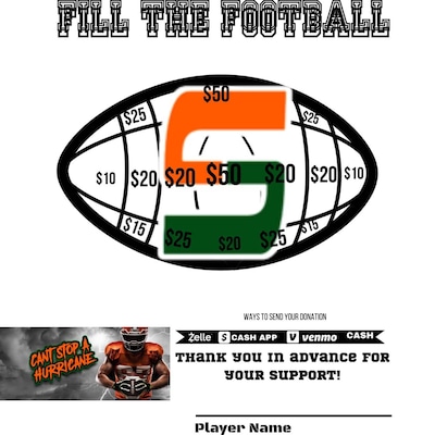 Fill My Football Fundraiser Sheet - Etsy