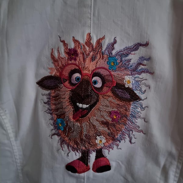 Funny Sheep Embroidery Design: Whimsical Farm Animal (PES, DST, JEF ...