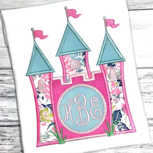Castle Monogram Princess Digital Machine Embroidery Applique Design 4 ...