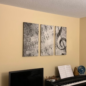 Split Music Notes Canvas Print, Triptych Wall Art, Modern Office Decor ...
