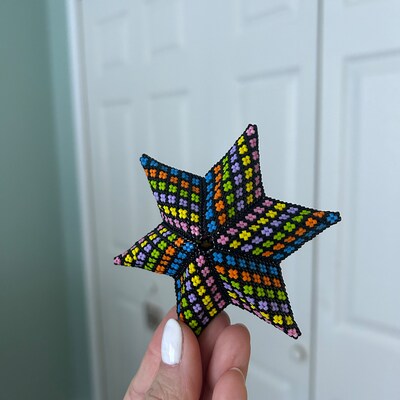 3D Peyote Beaded Star Ornament Beading Pattern, 14 Row, 11 Color ...