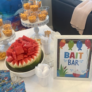 Bait Bar Sign, Fishing Table Sign, Fishing Party Food Signs, Fishing ...