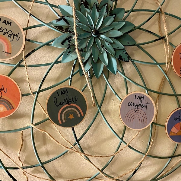 Wooden Boho Rainbow Affirmation Cards/ Affirmation Station Classroom ...