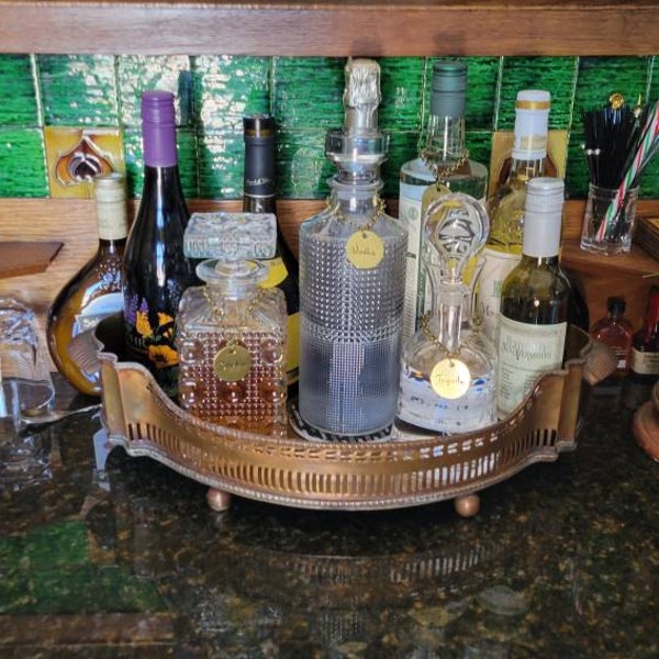 Liquor Decanter Tags | Customizable Sets Hand-stamped Hammered Brass ...