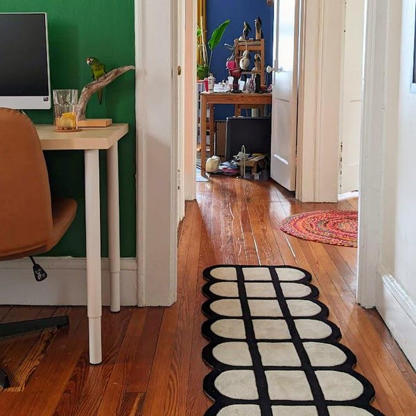 Modern Runner Rug, Statement Rug, Mid Century Modern Rug, Scalloped ...